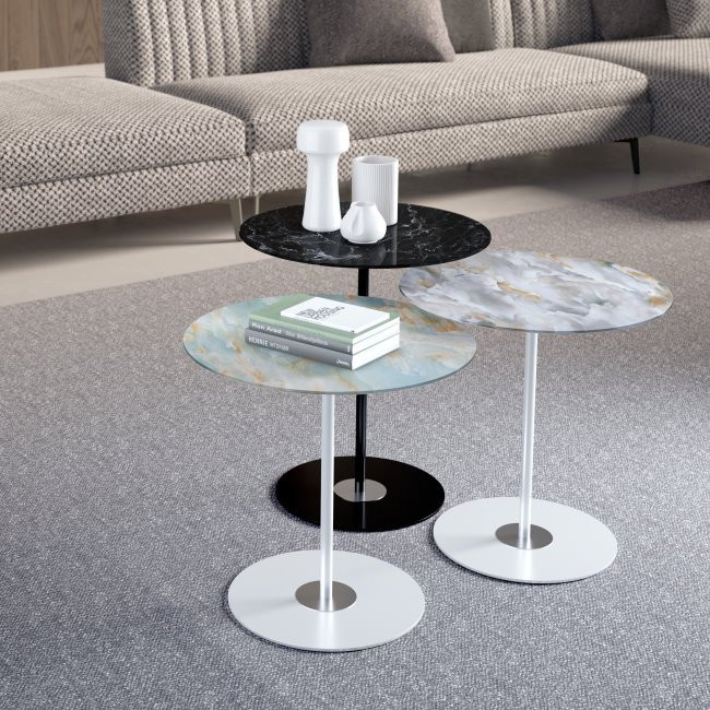 Tavolini rotondi colorati sovrapponibili Crystal Round